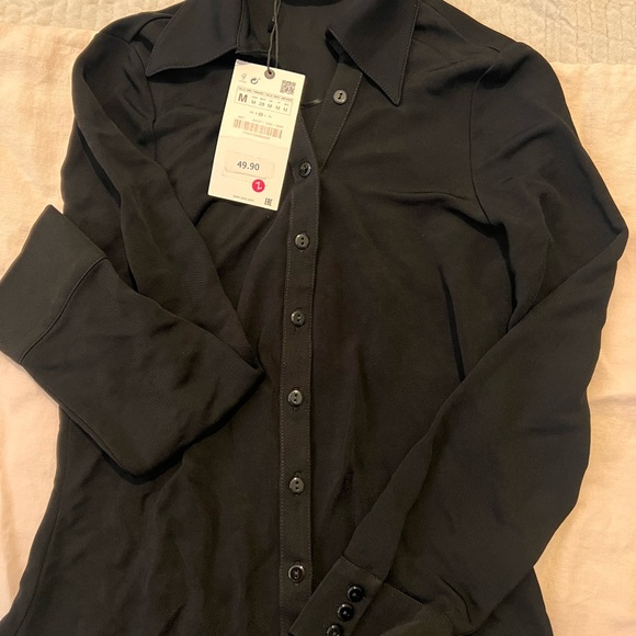 Zara | Tops | Zara Long Sleeve Semi Sheer And Thin Button Up | Poshmark